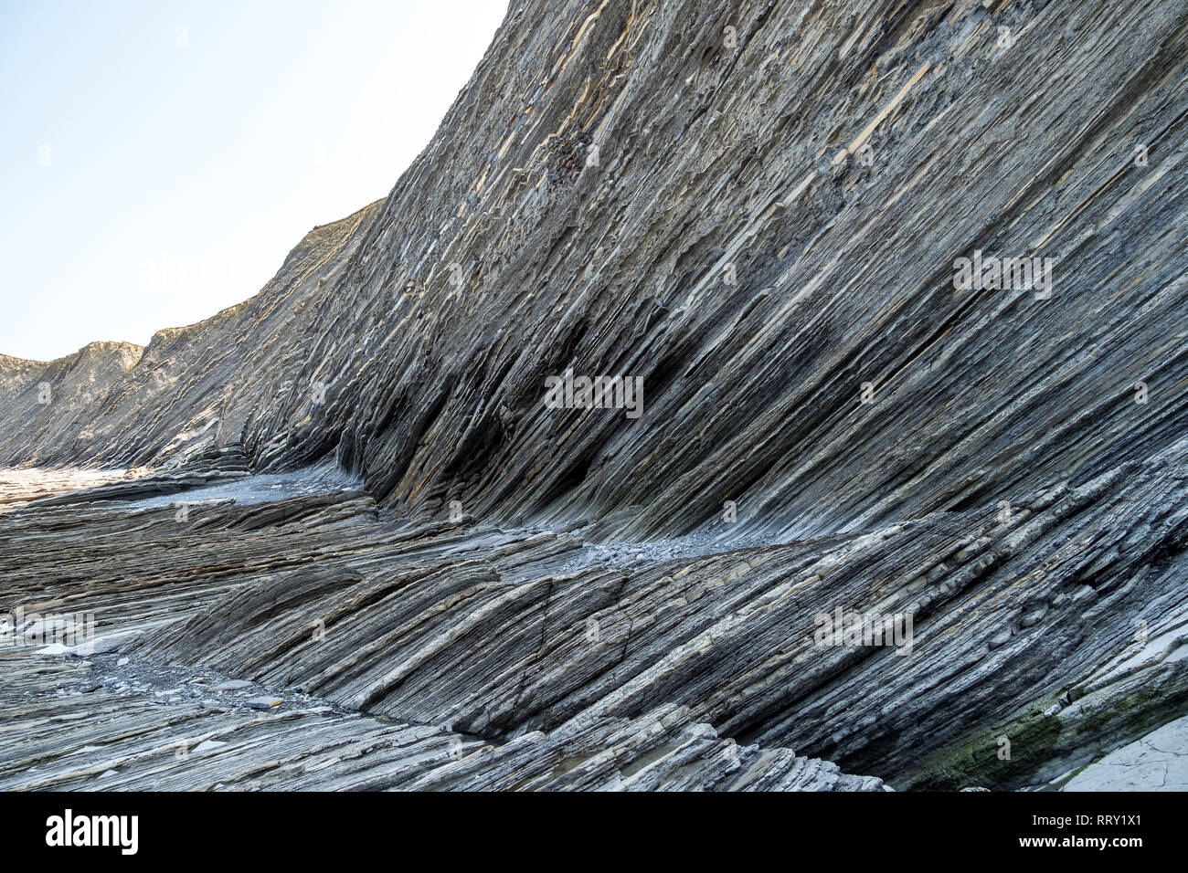 Flysch Coast of Sakoneta, Zumaia, Spain. Flysch is a sequence of ...