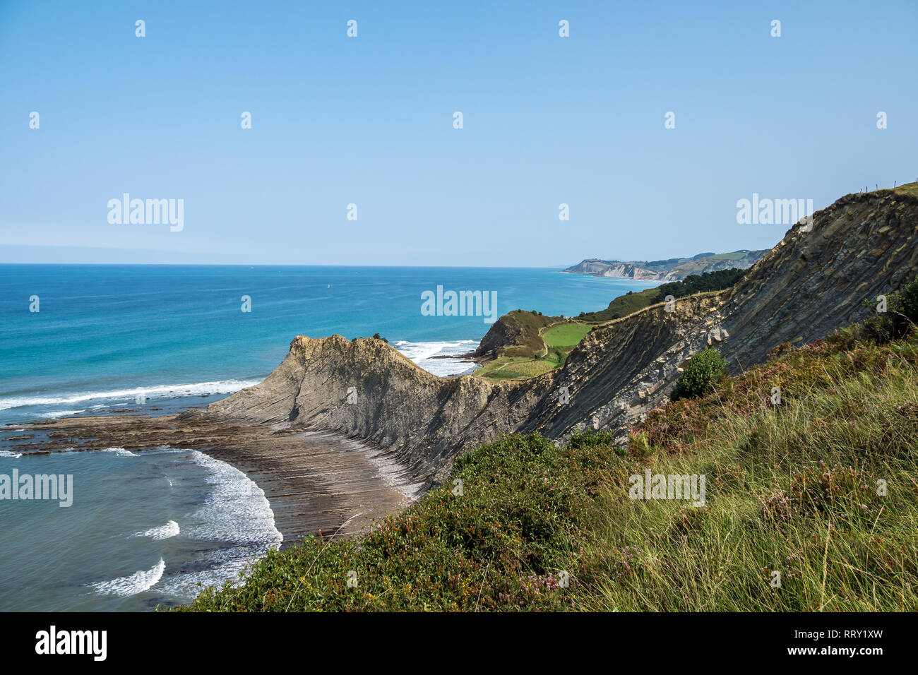 Flysch Coast of Sakoneta, Zumaia, Spain. Flysch is a sequence of ...