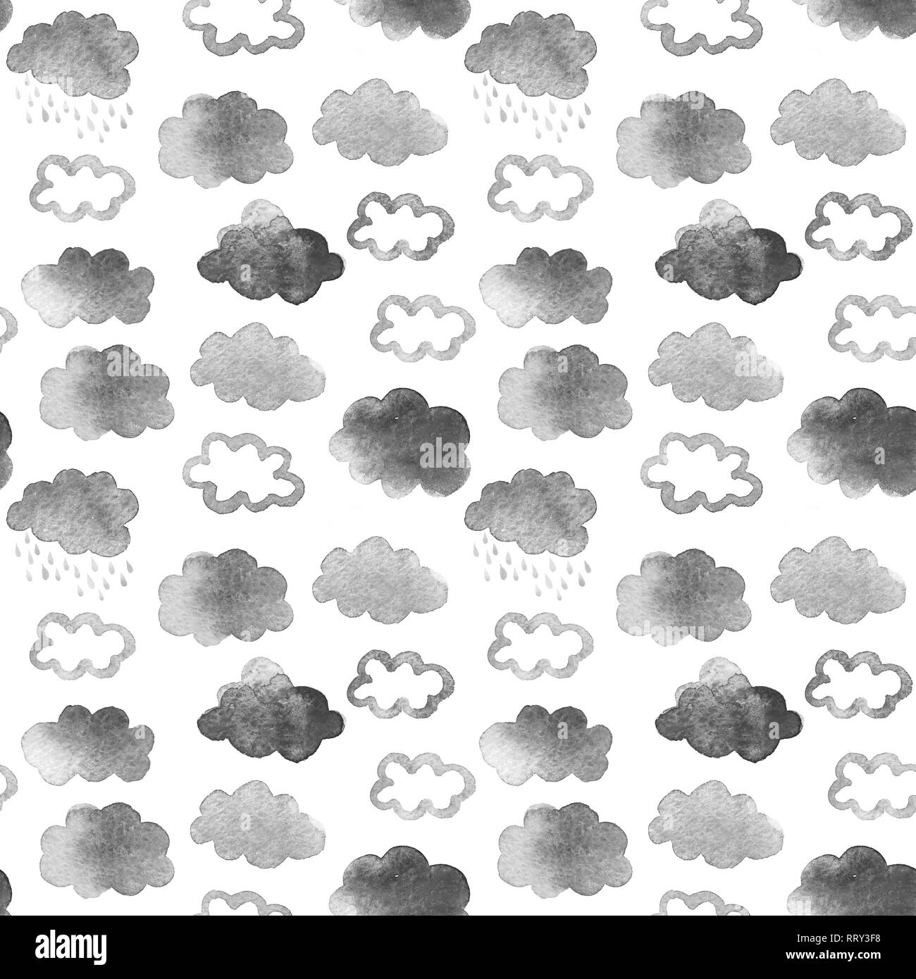 Seamless clouds pattern design Black and White Stock Photos & Images ...