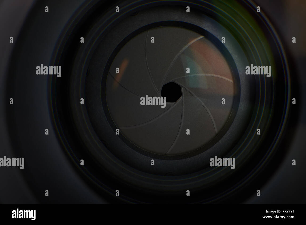 Lens aperture hole in digital camera close up view Stock Photo - Alamy