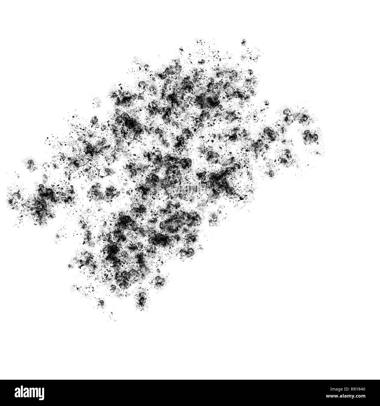 Black ink spatter isolated on white, illustration Stock Photo - Alamy