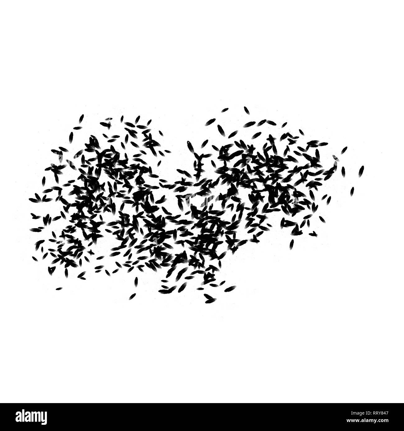 Black ink spatter isolated on white, illustration Stock Photo - Alamy