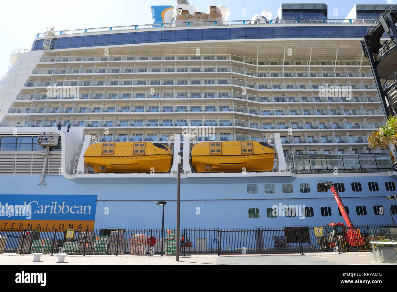 Royal Caribbean’s Ovation of the Seas cruise ship moored at the ...
