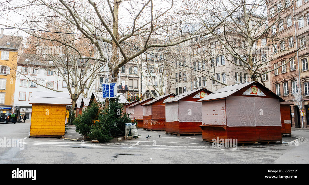 STRASBOURG, FRANCE - DEC 11, 2018: Empty Place du Temple Neuf after the ...