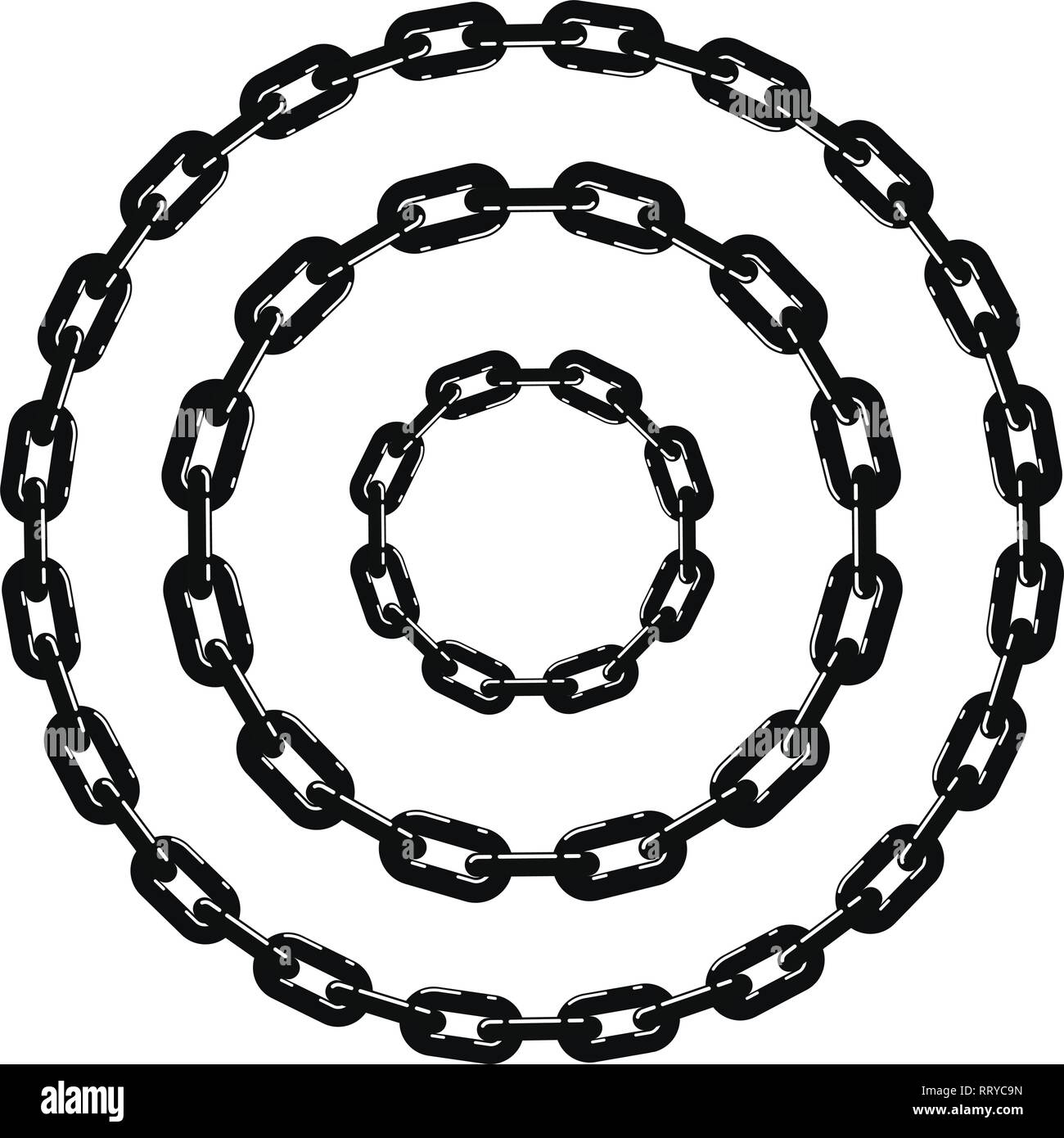 vector set of black and white metal chain borders. flat style design of ...