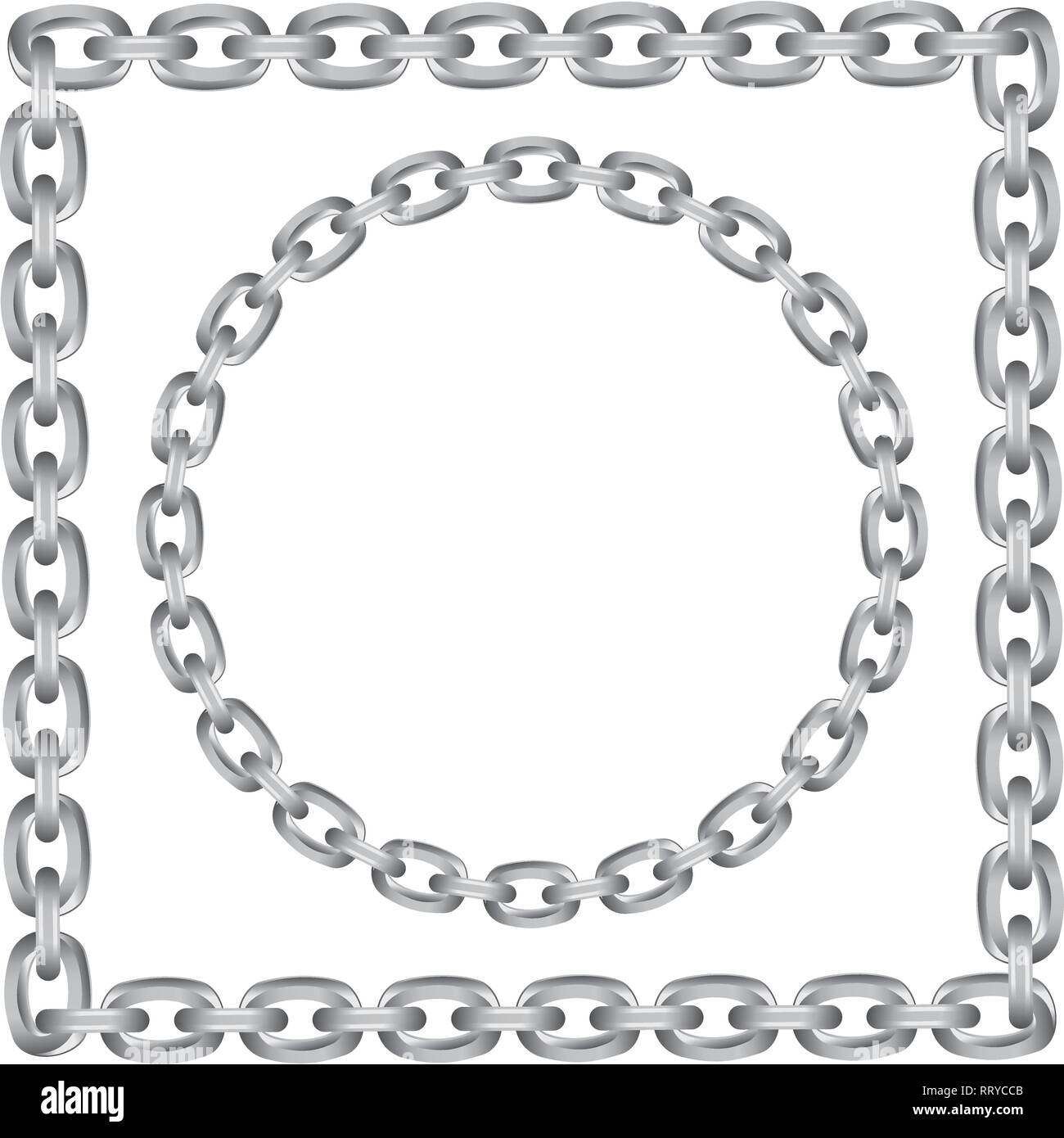 vector set of metal chain round and square borders isolated on white ...