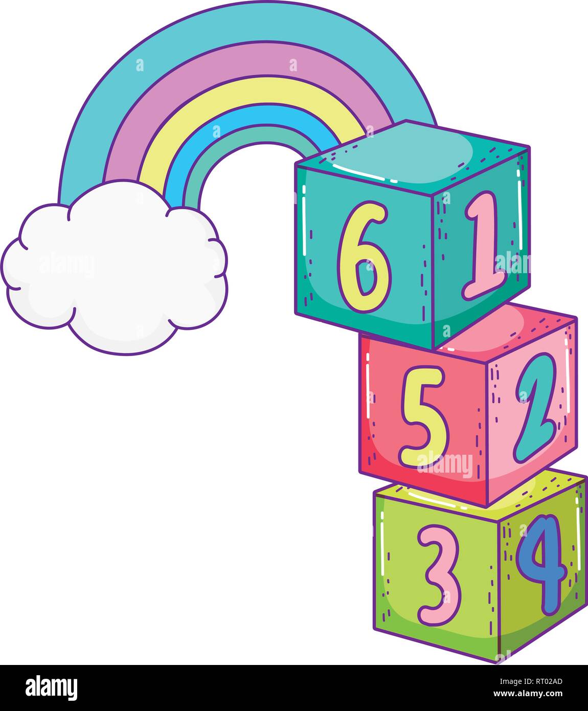 blocks numbers toys with rainbow Stock Vector Image & Art - Alamy