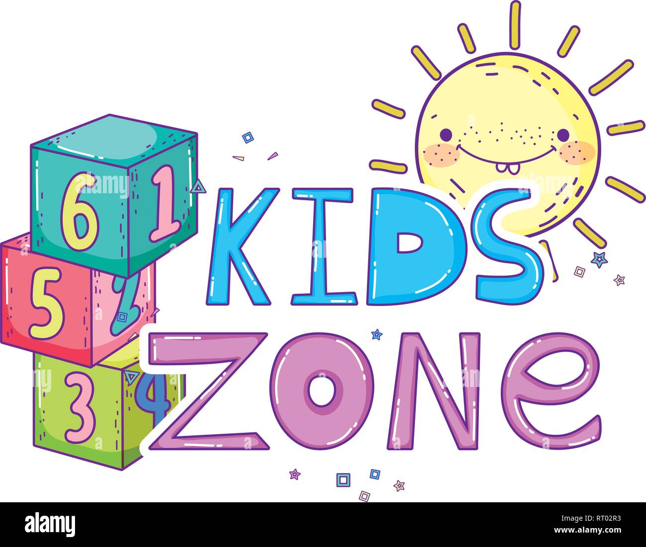 blocks numbers toys with sun kawaii Stock Vector Image & Art - Alamy
