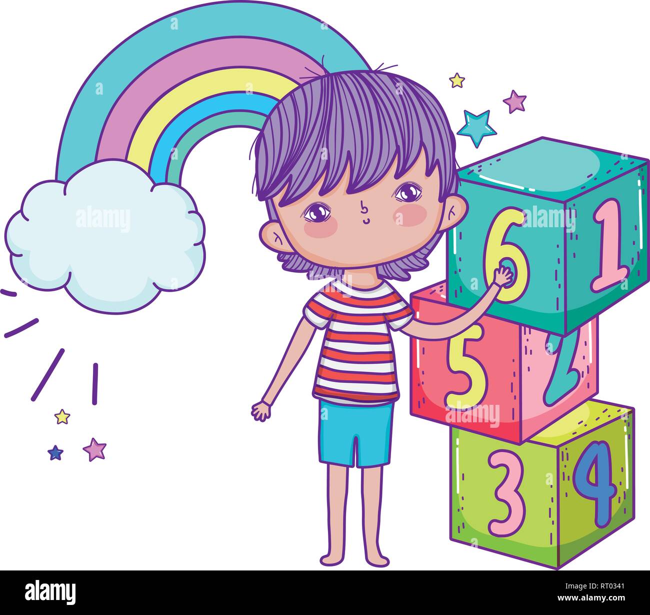little boy with blocks numbers Stock Vector Image & Art - Alamy