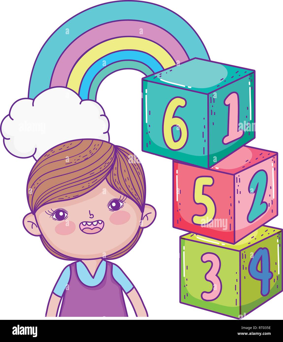 little boy with blocks numbers Stock Vector Image & Art - Alamy