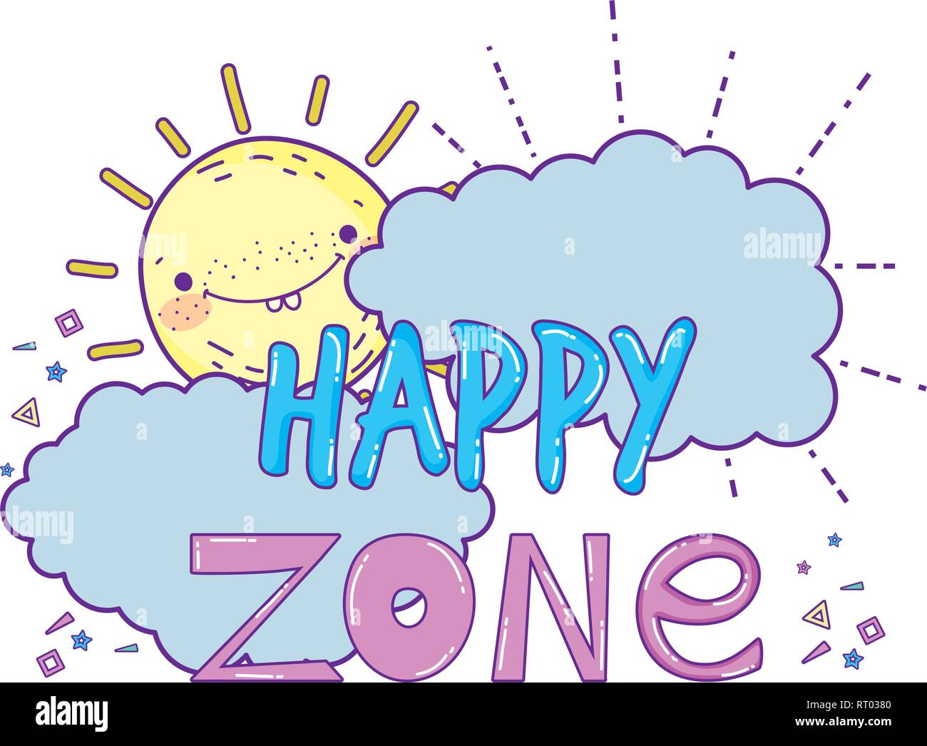 happy kids zone word label with sun kawaii Stock Vector Image & Art - Alamy