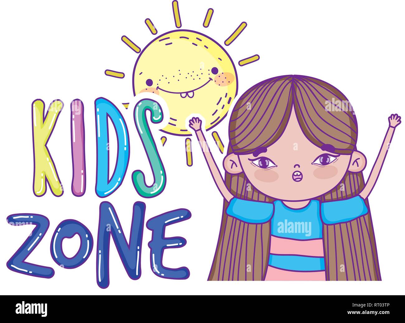 cute little girl with sun kawaii Stock Vector Image & Art - Alamy