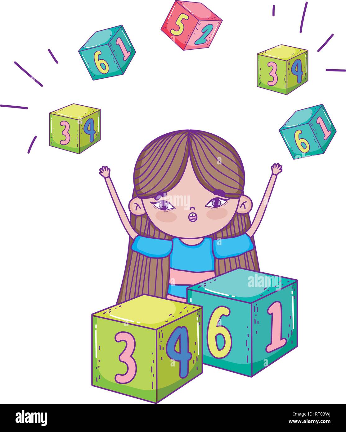 little girl playing with blocks numbers Stock Vector Image & Art - Alamy
