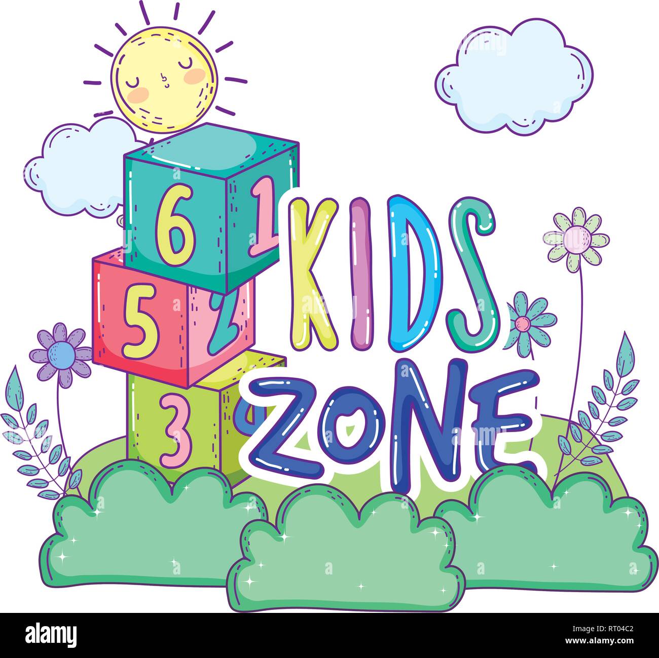 blocks numbers toys with sun kawaii Stock Vector Image & Art - Alamy