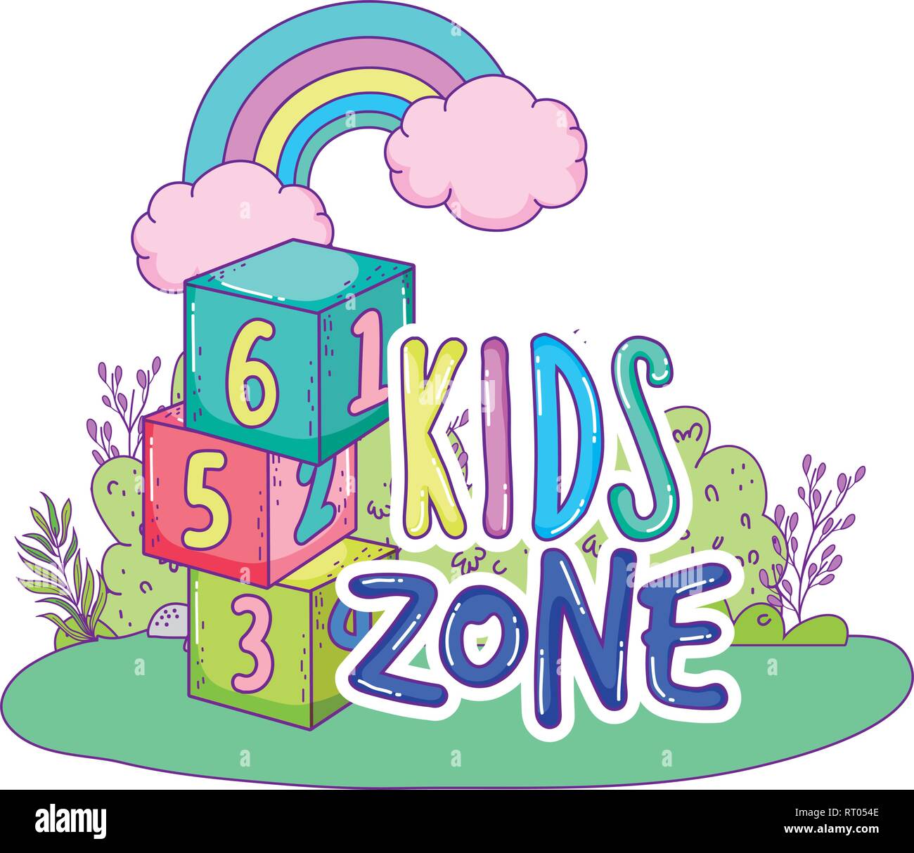 blocks numbers toys with rainbow Stock Vector Image & Art - Alamy
