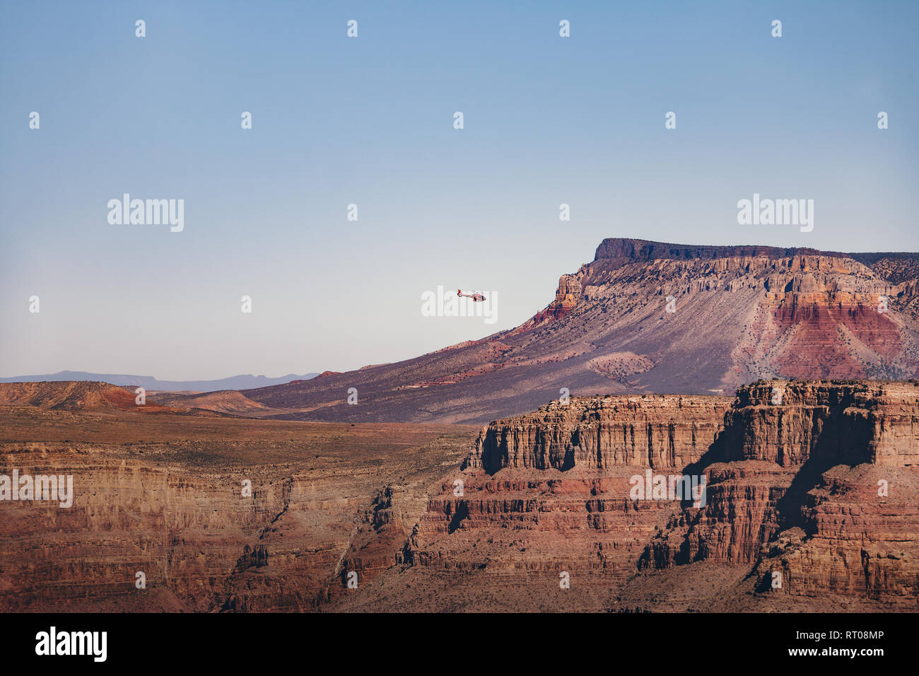Helicopter flying over Grand Canyon West Rim - Arizona, USA Stock Photo ...