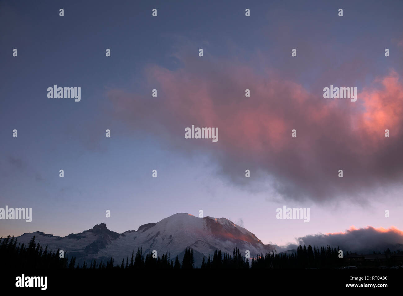 WA15807-00...WASHINGTON - Sunset on Mount Rainier from the Sunrise area ...