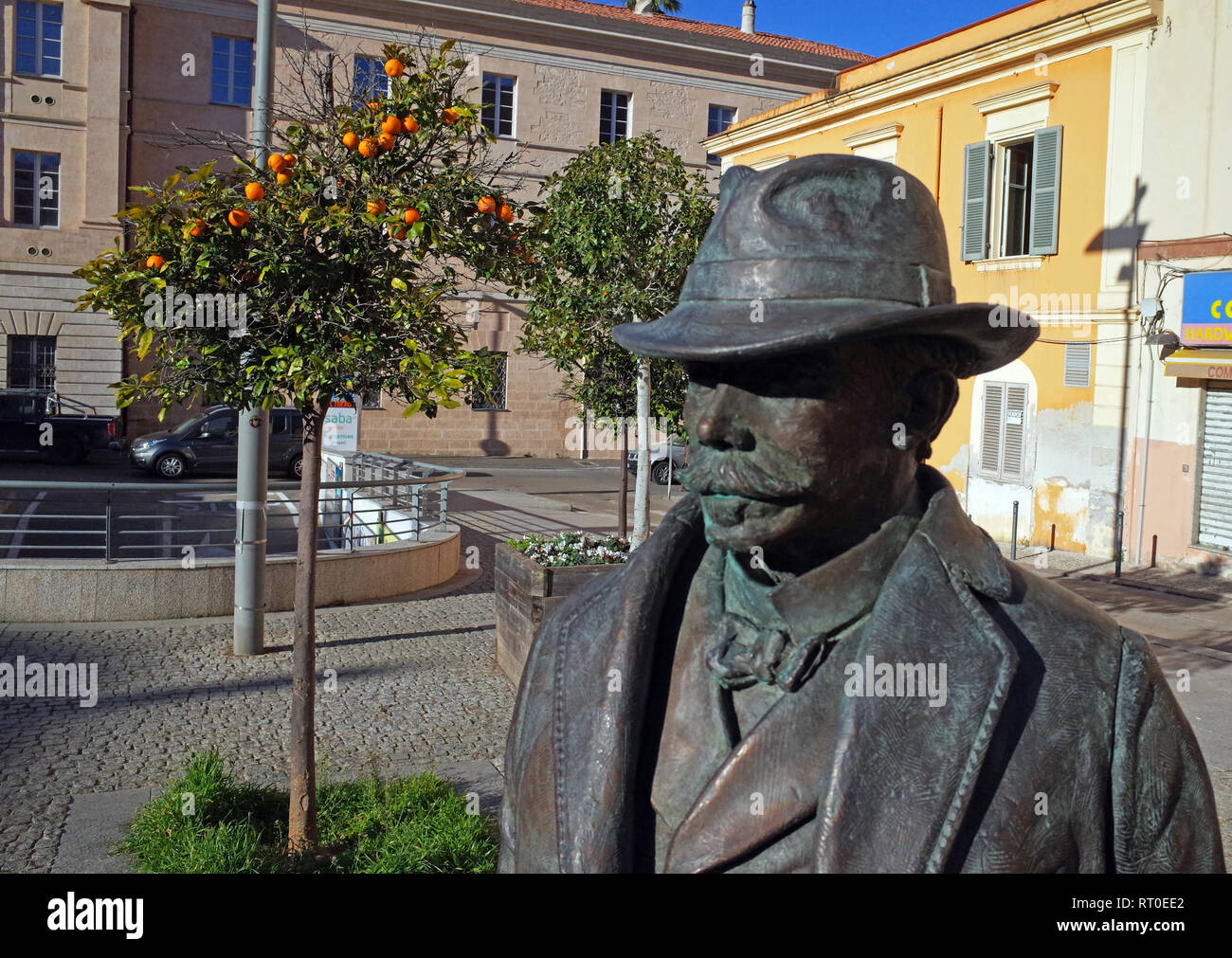 Sassari, Sardinia, Italy. The statue of local writer Enrico Costa (1841 ...