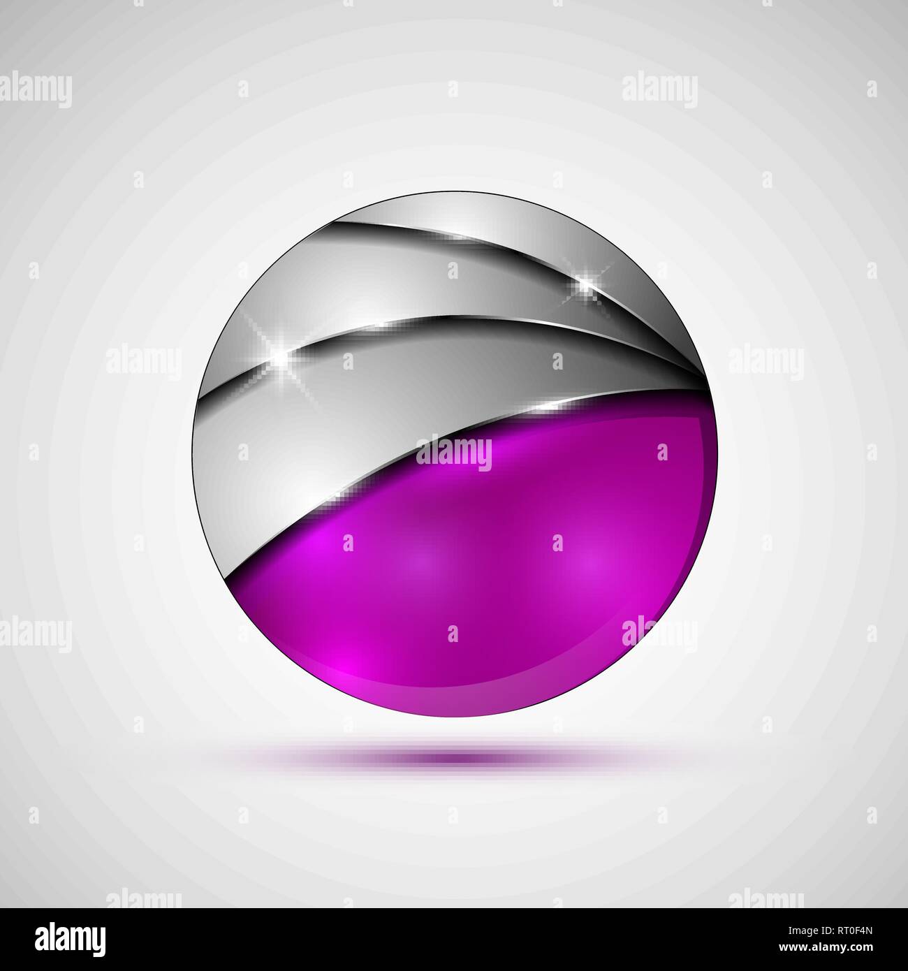3D Logo design.Vector illustration of purple sphere with overlapping ...