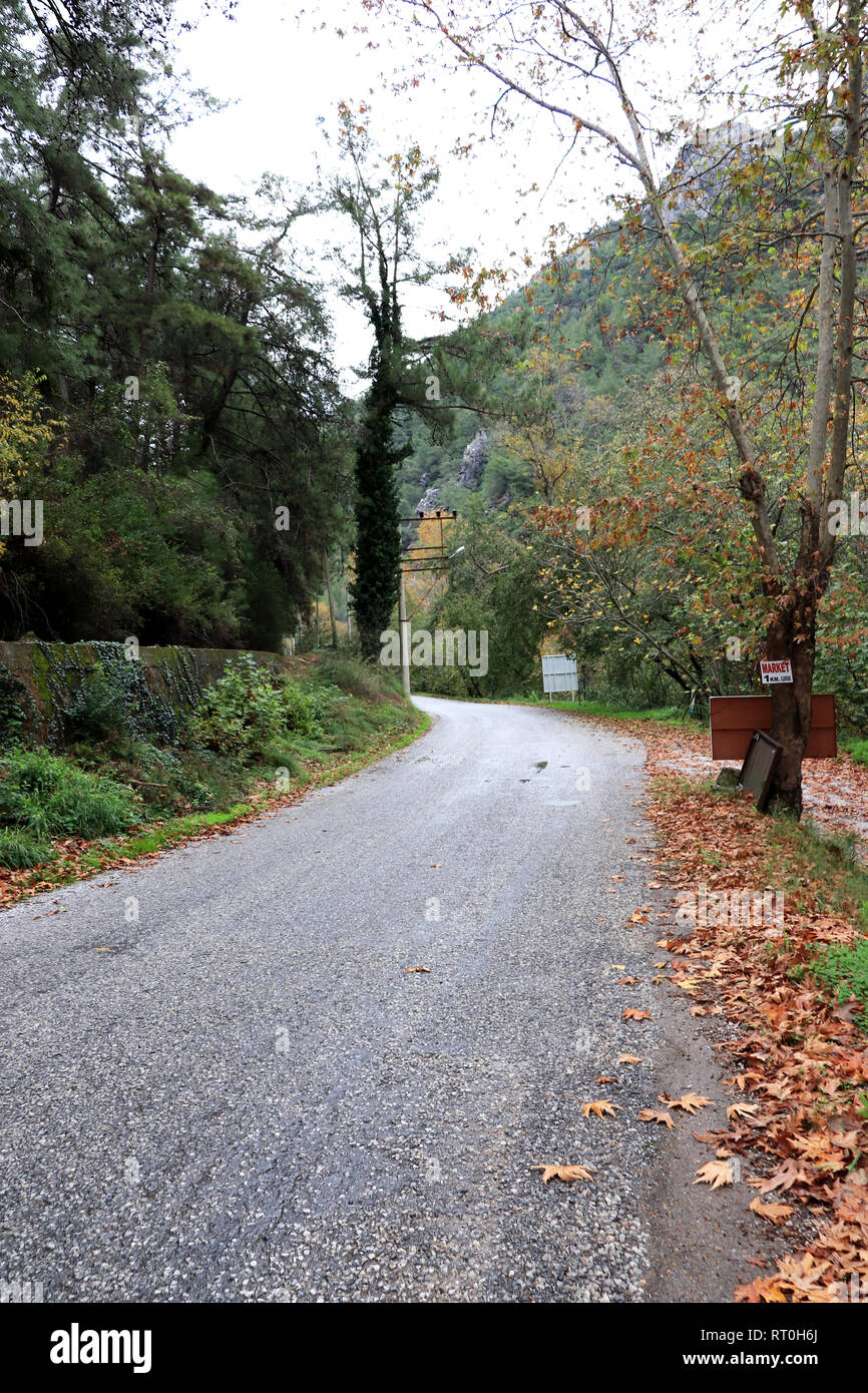 Mountain road with signs Stock Photo - Alamy