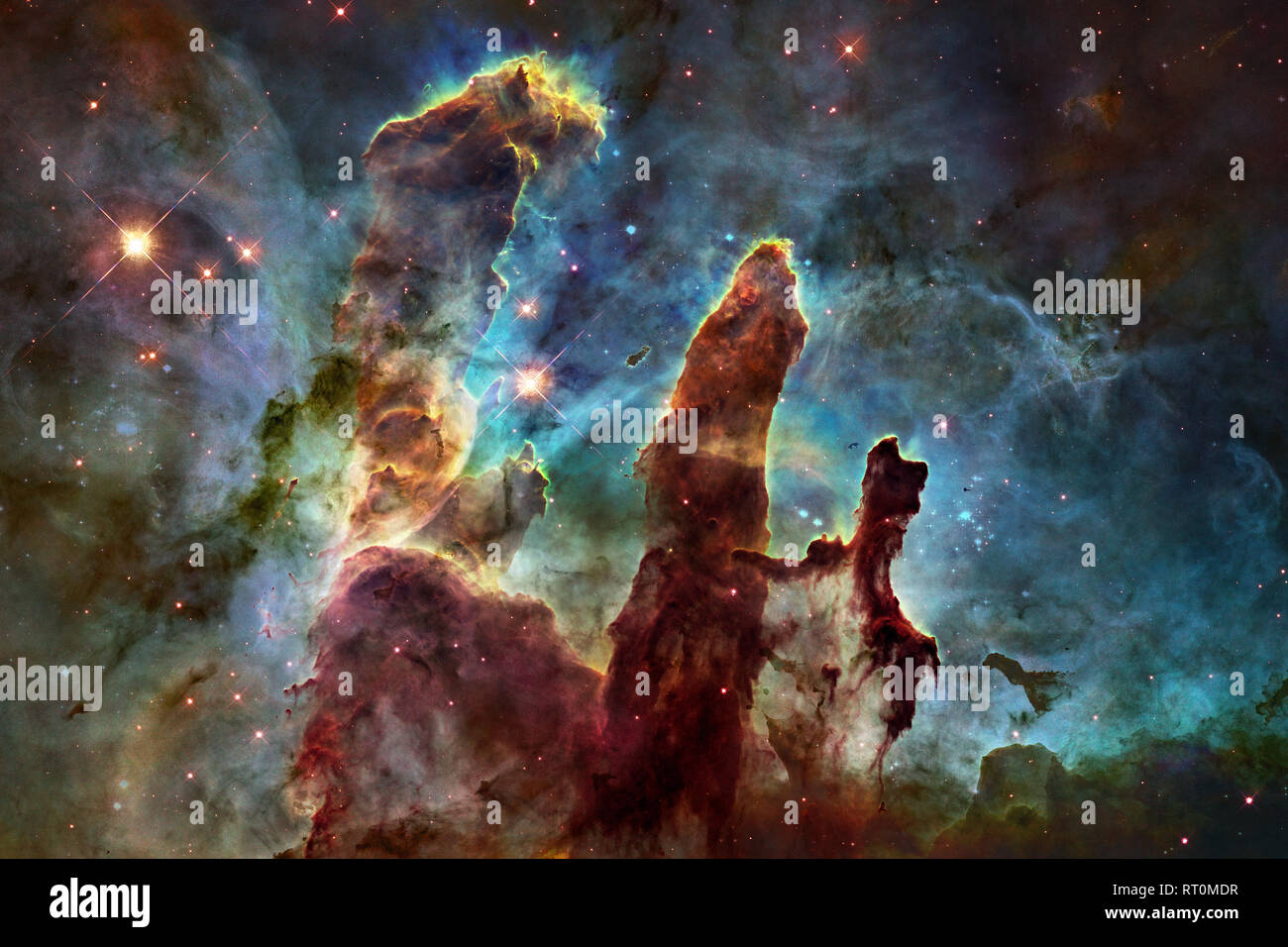 Cosmic landscape, colorful science fiction wallpaper with endless outer ...