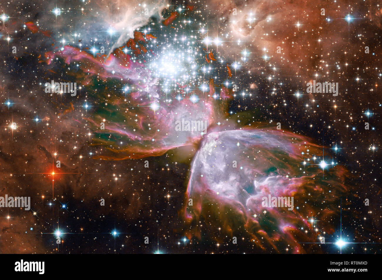 Universe scene with stars and galaxies in deep space showing the beauty ...