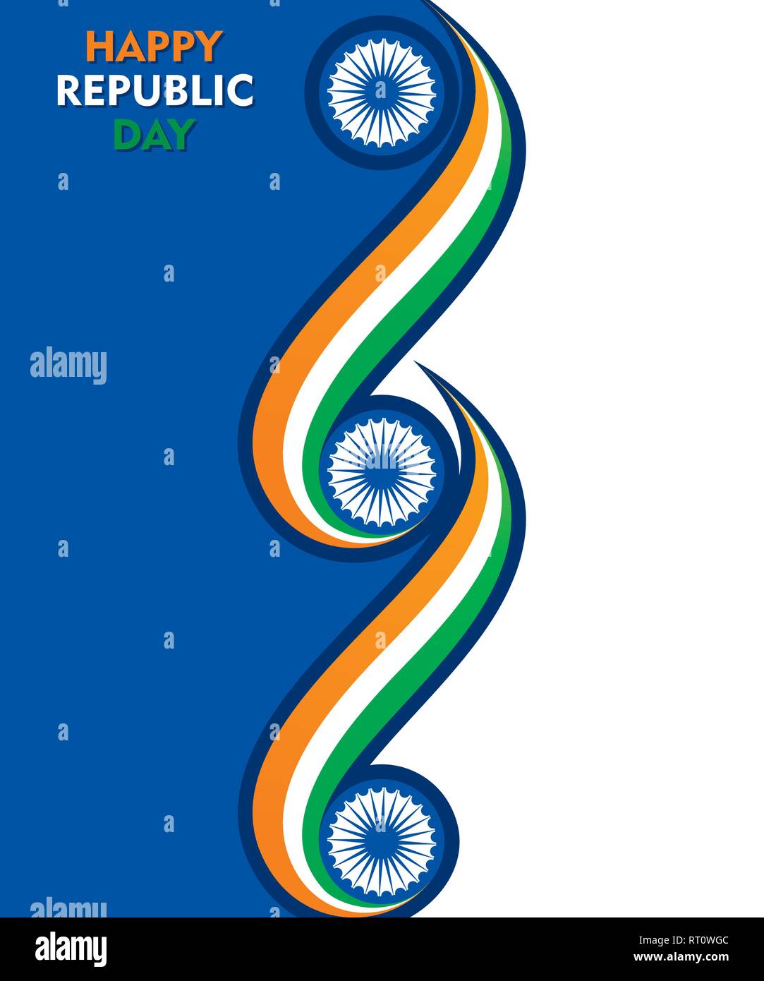 happy republic day of india illustration vector, using tricolor wave ...