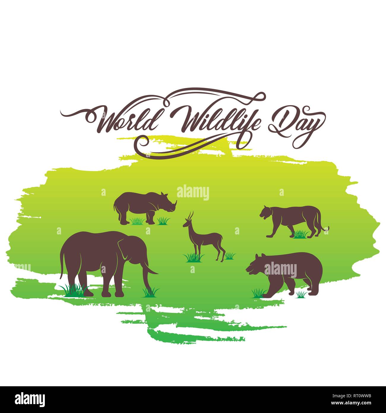 world wildlife day banner design, animal in forest design by brush ...
