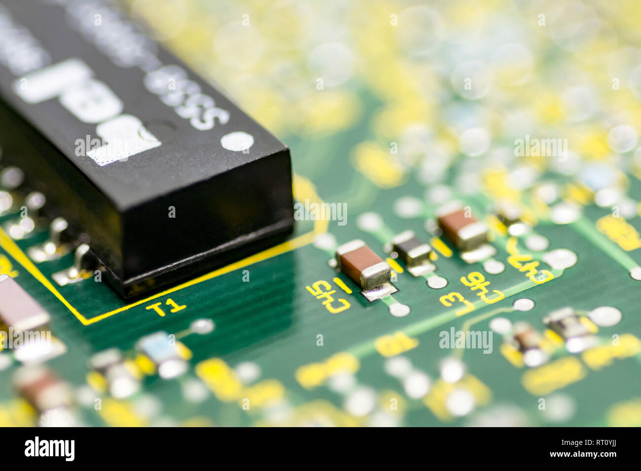 microchips and circuits on a board Stock Photo - Alamy