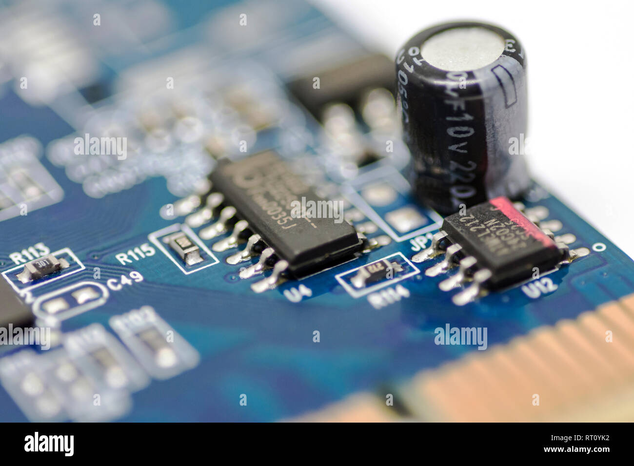 microchips and circuits on a board Stock Photo - Alamy