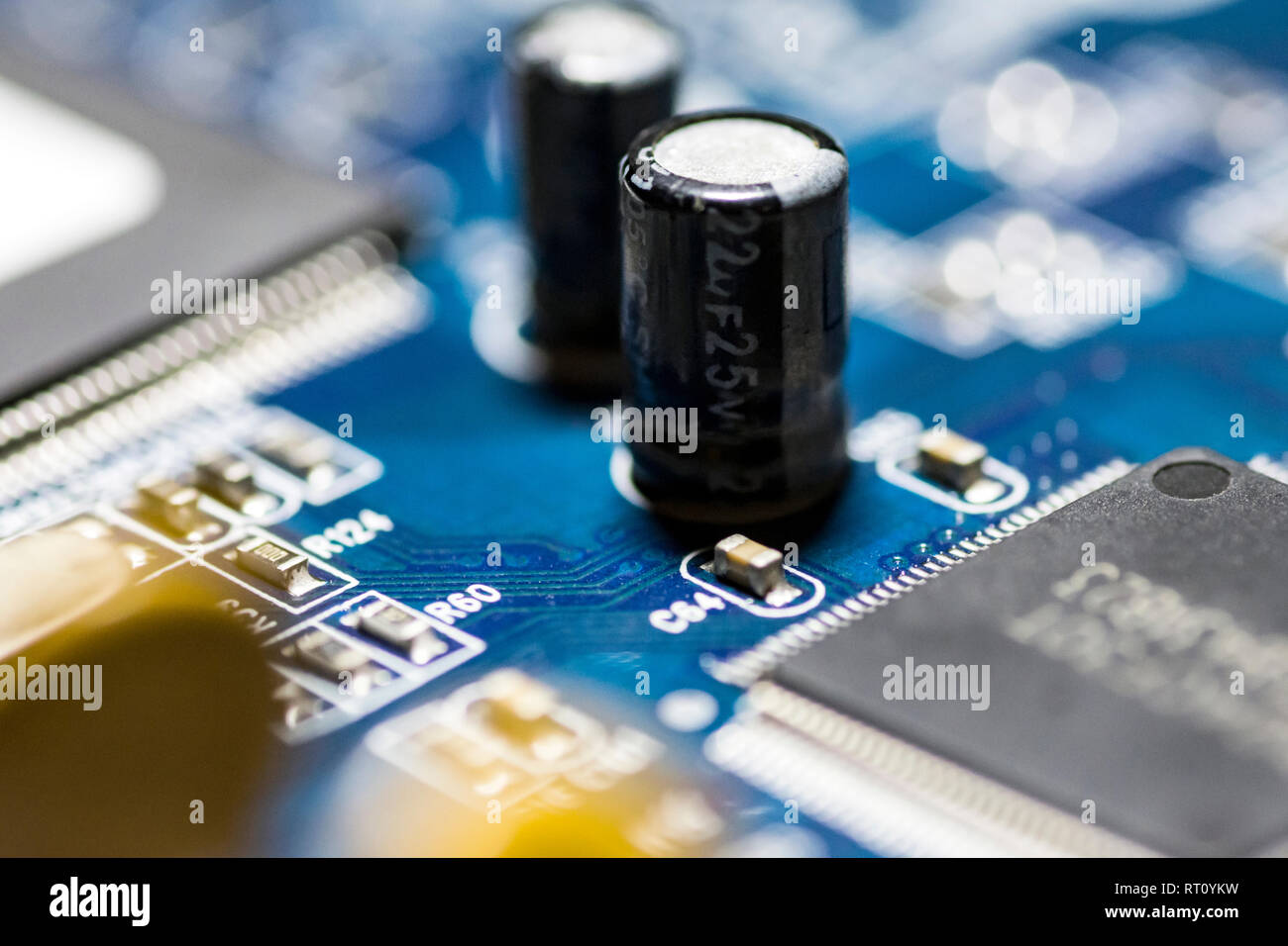 microchips and circuits on a board Stock Photo - Alamy