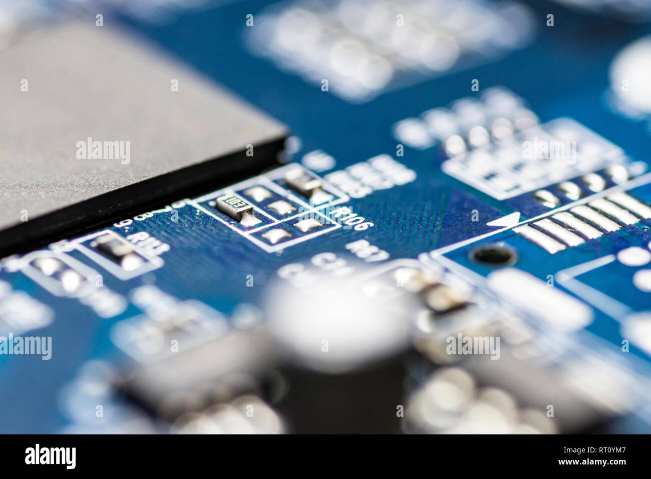 microchips and circuits on a board Stock Photo - Alamy