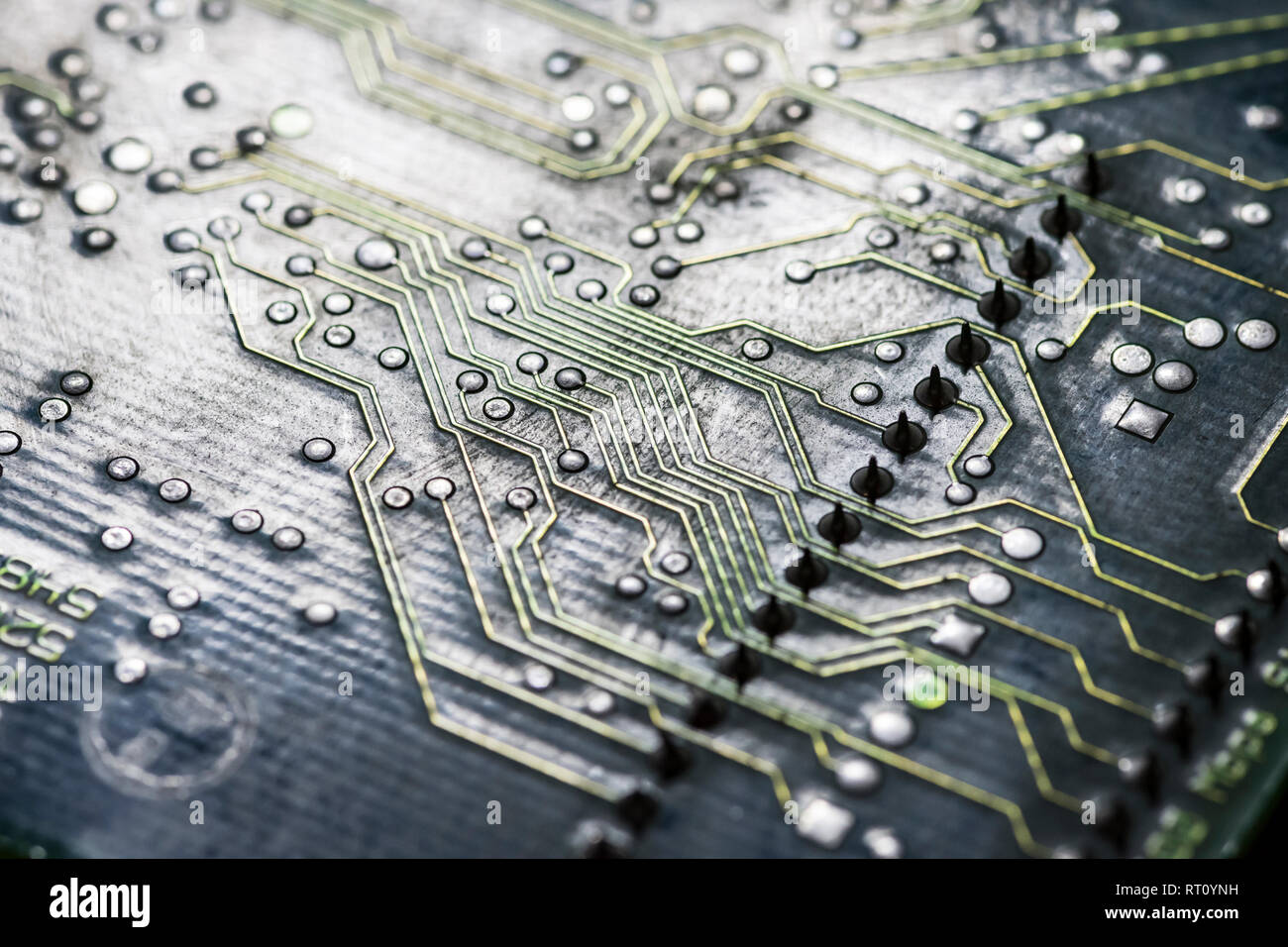 microchips and circuits on a board Stock Photo - Alamy