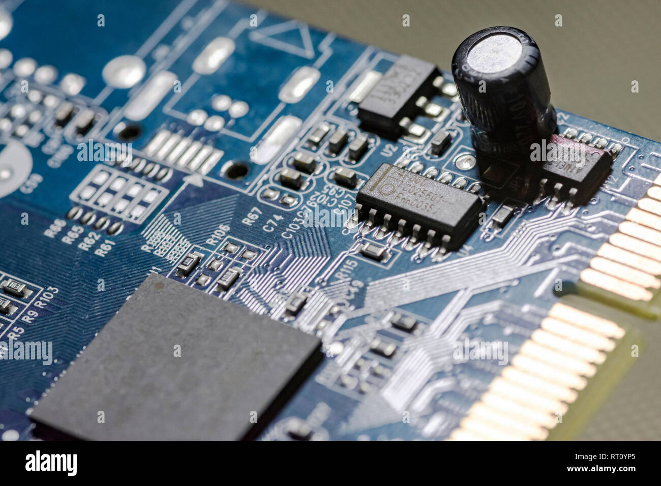 microchips and circuits on a board Stock Photo - Alamy
