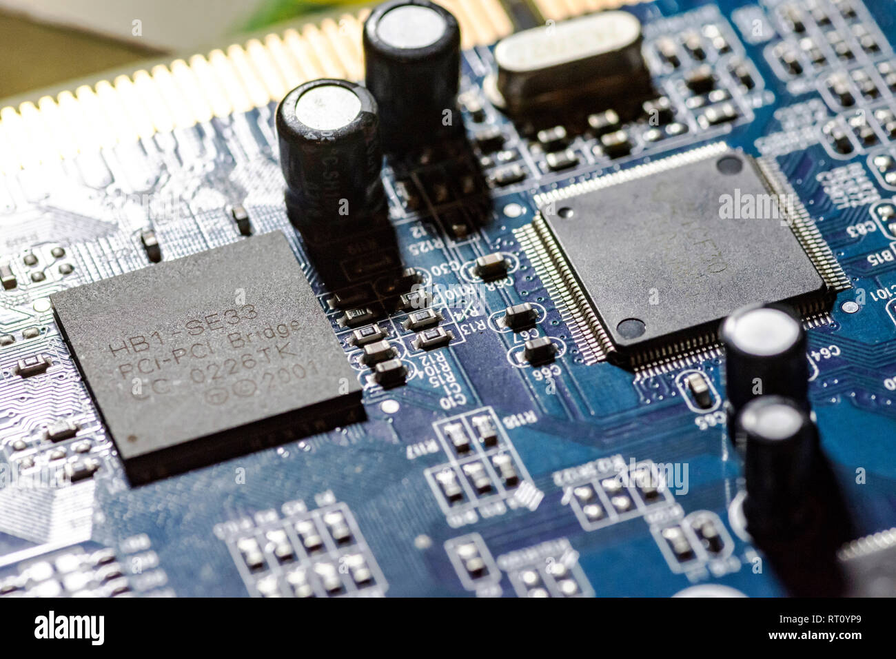 microchips and circuits on a board Stock Photo - Alamy