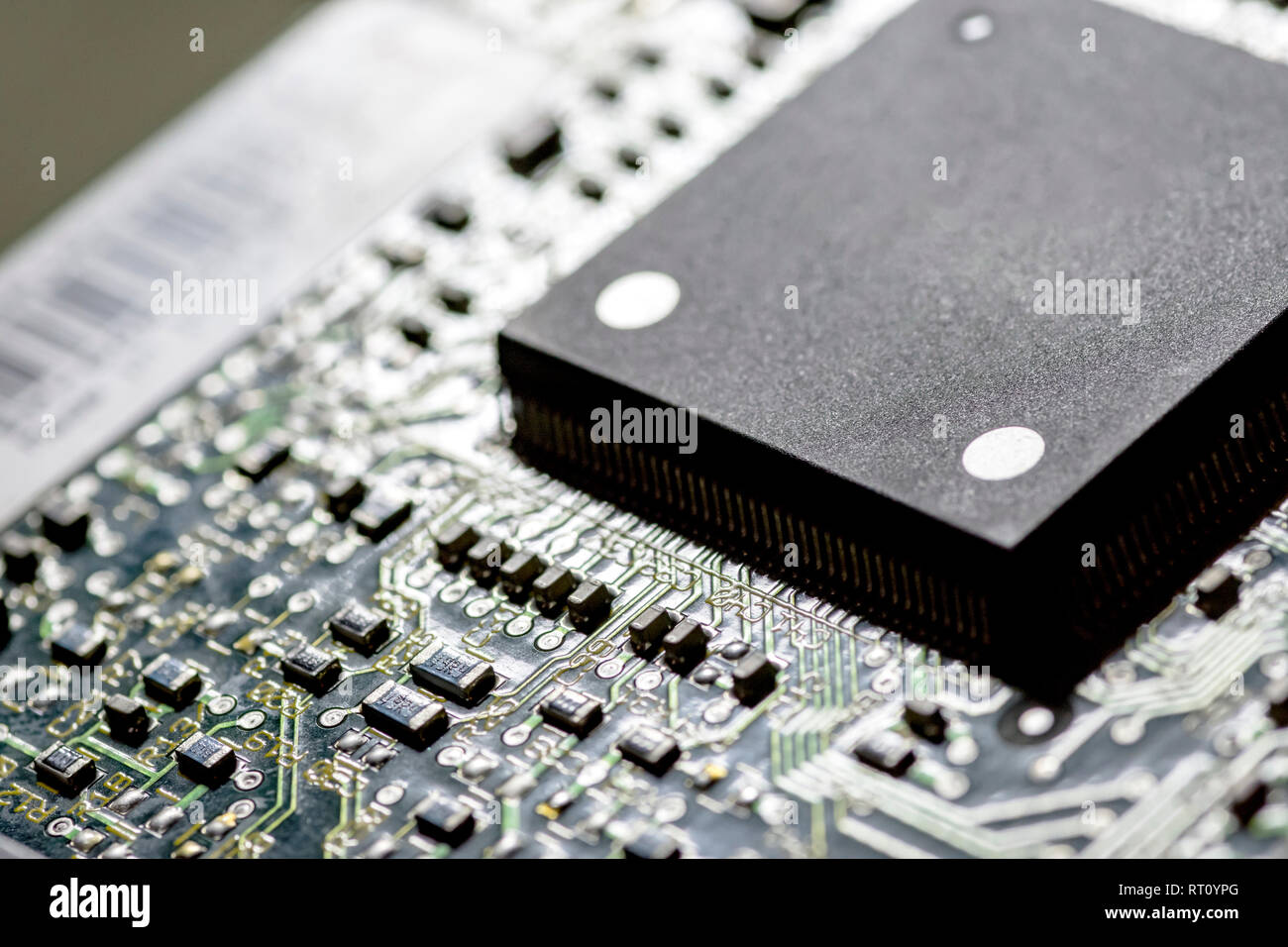 microchips and circuits on a board Stock Photo - Alamy