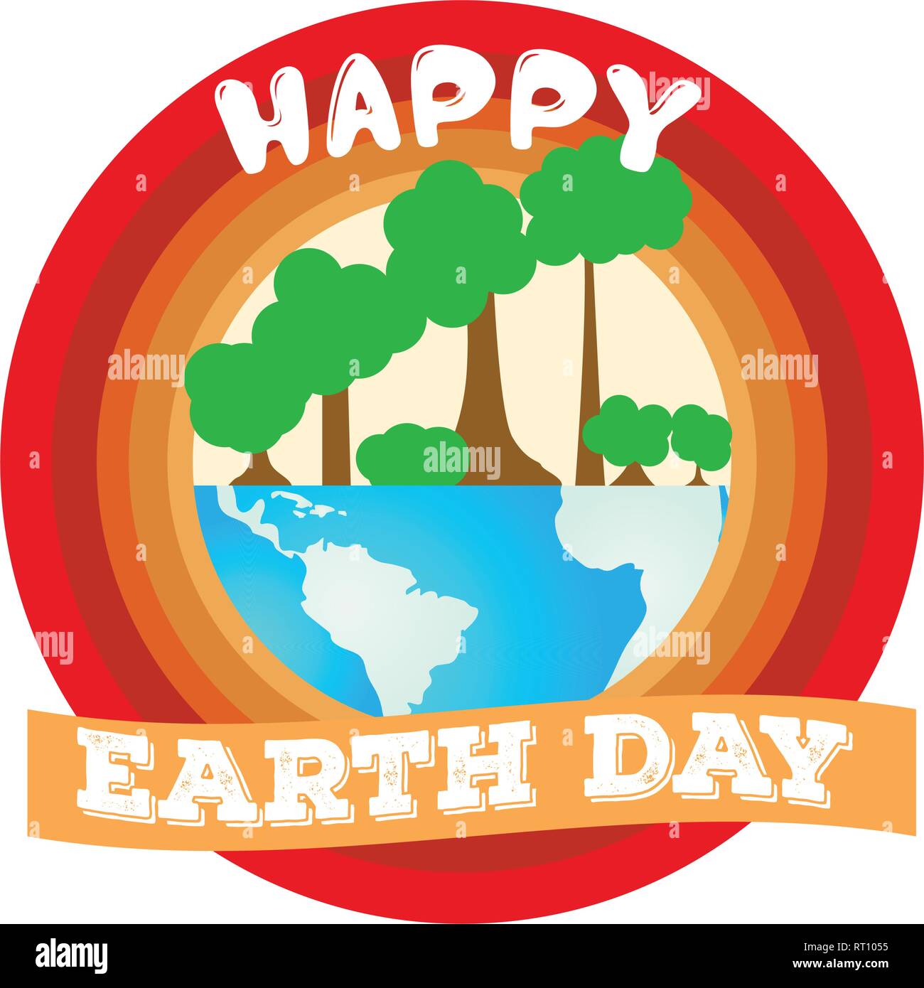 Earth day label with a half planet Stock Vector Image & Art - Alamy
