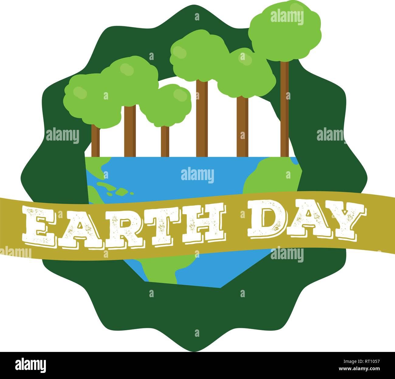 Earth day label with a half planet Stock Vector Image & Art - Alamy