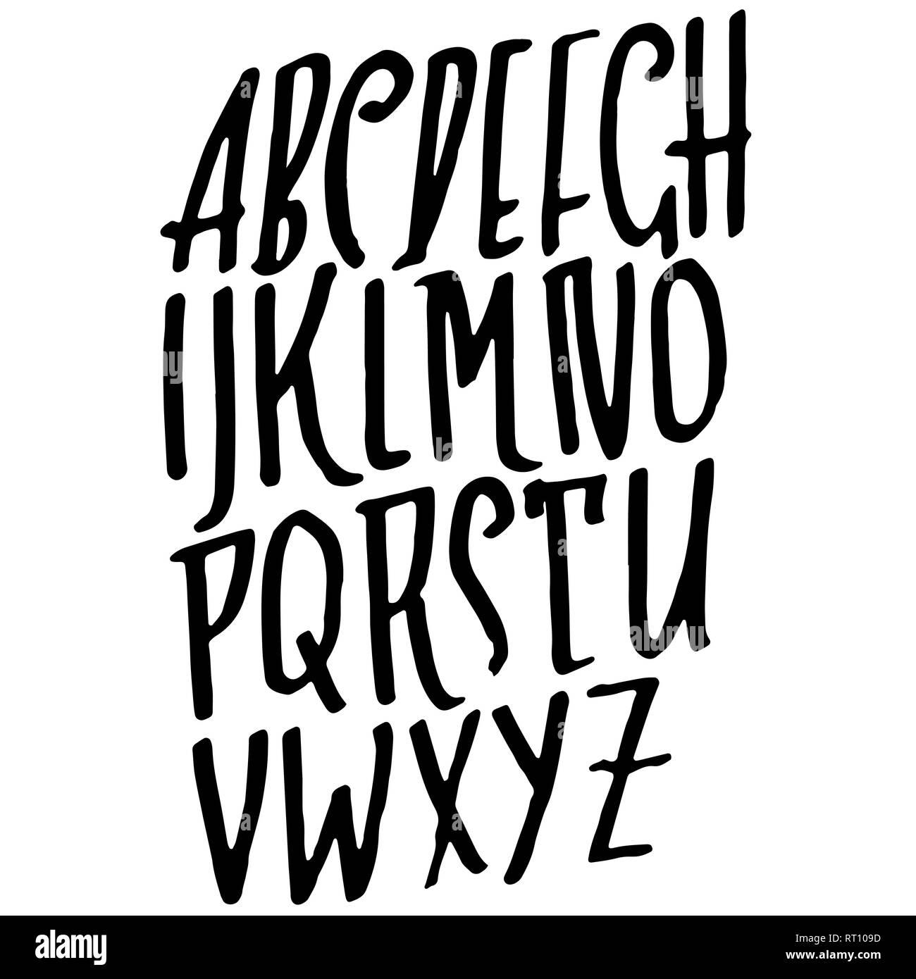 Modern brush lettering. Handdrawn grunge ink font. Vector illustration ...