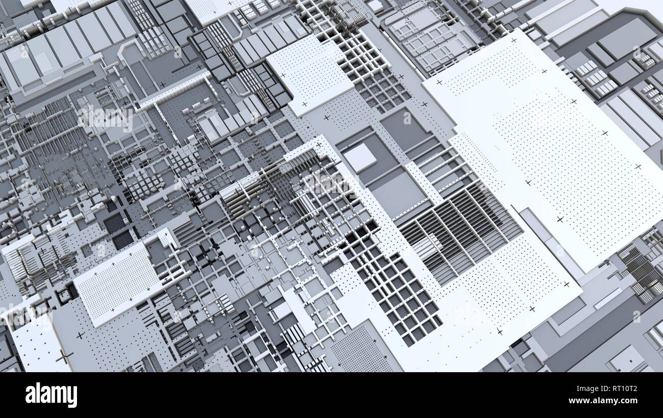 3d render Abstract Technology Background With Cubes Stock Photo - Alamy