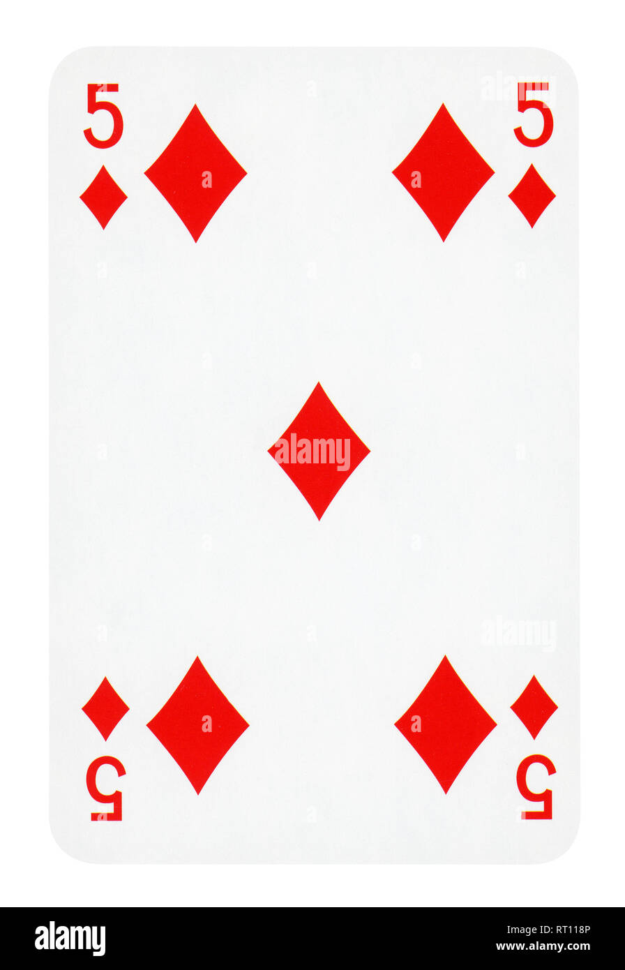 Five of Diamond playing card - isolated on white (clipping path ...