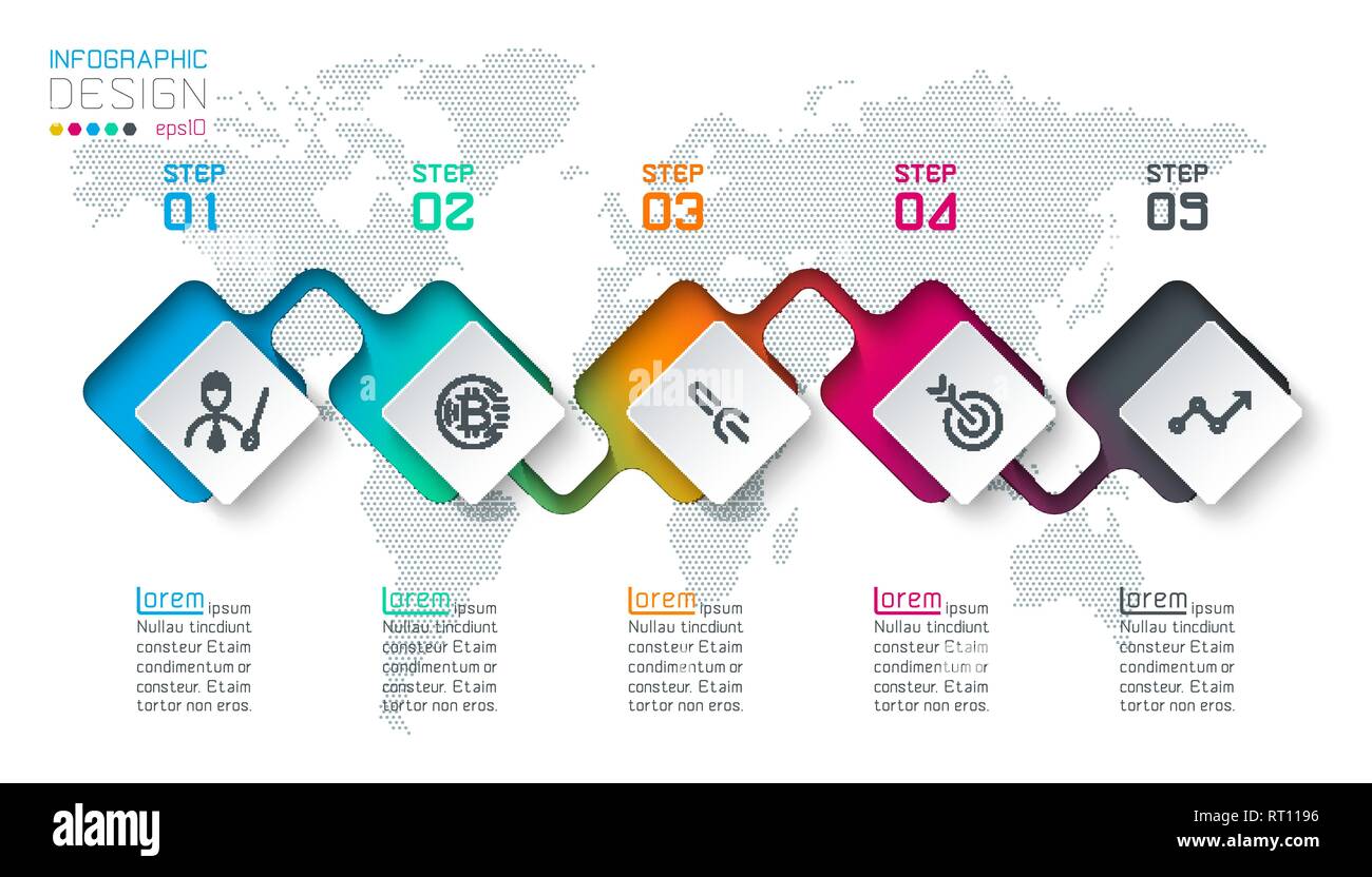 Square label infographic with 5 steps Stock Vector Image & Art - Alamy