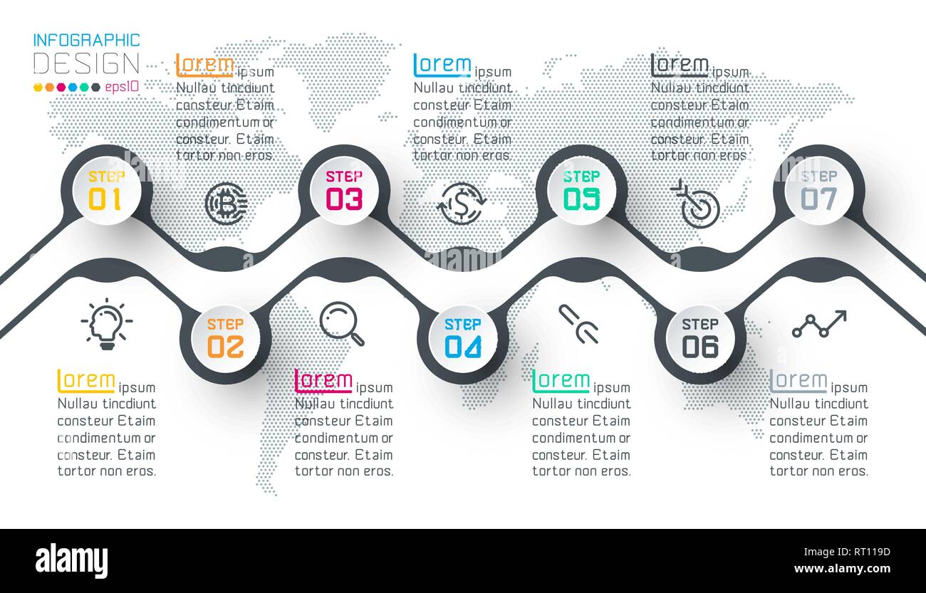Circle label infographic with step by steps Stock Vector Image & Art ...