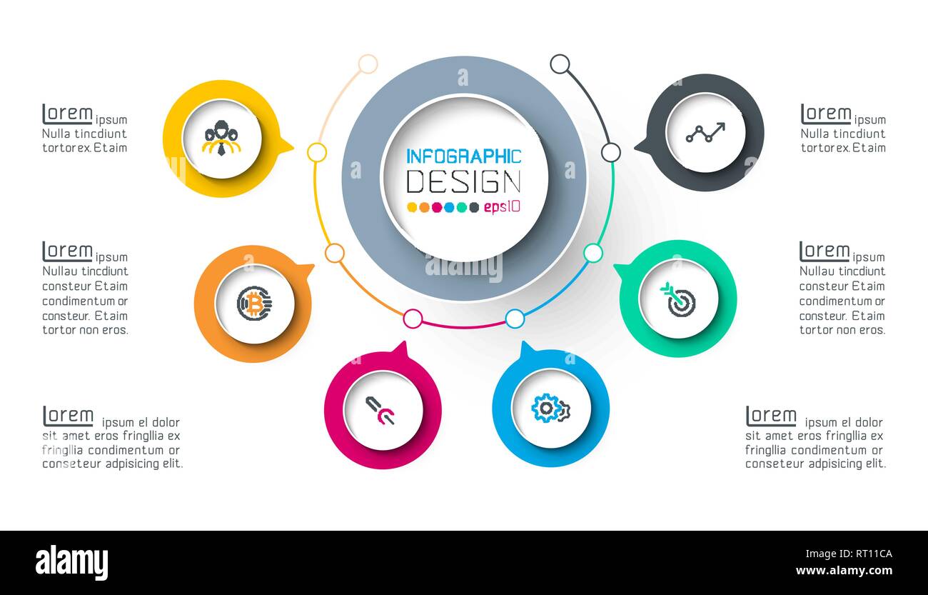 Circle label infographic with step by steps Stock Vector Image & Art ...