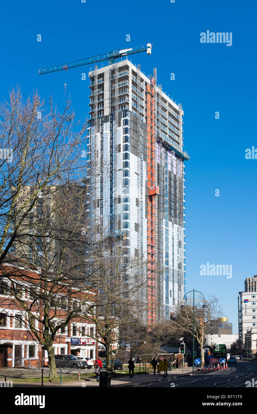 Tall narrow office block being built on Broad Street in the centre of ...