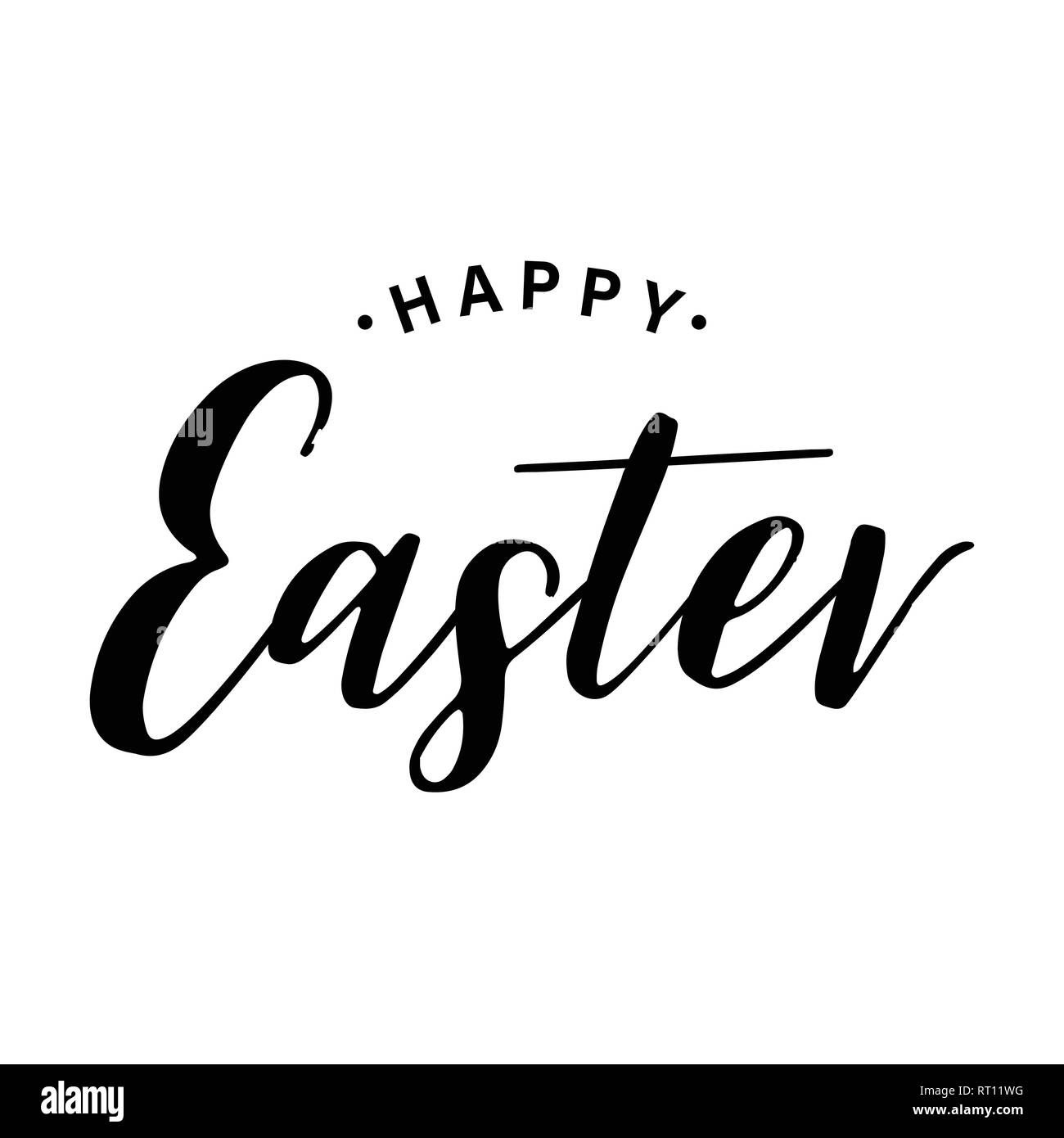Happy easter hand drawn calligraphy design. Greeting card with text ...