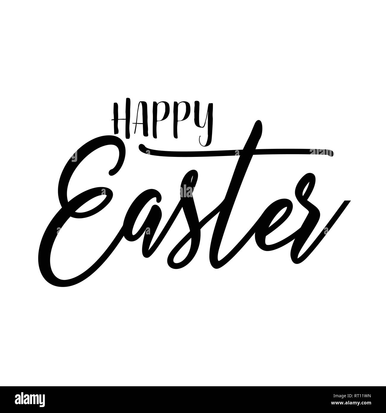 Happy easter hand drawn calligraphy design. Greeting card with text ...