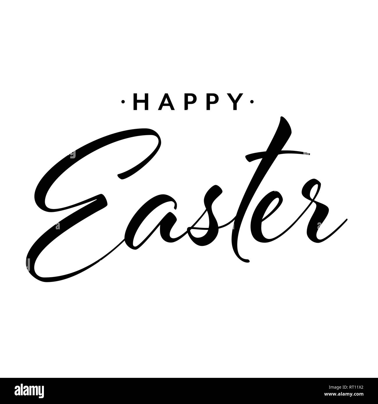 Happy easter hand drawn calligraphy design. Greeting card with text ...