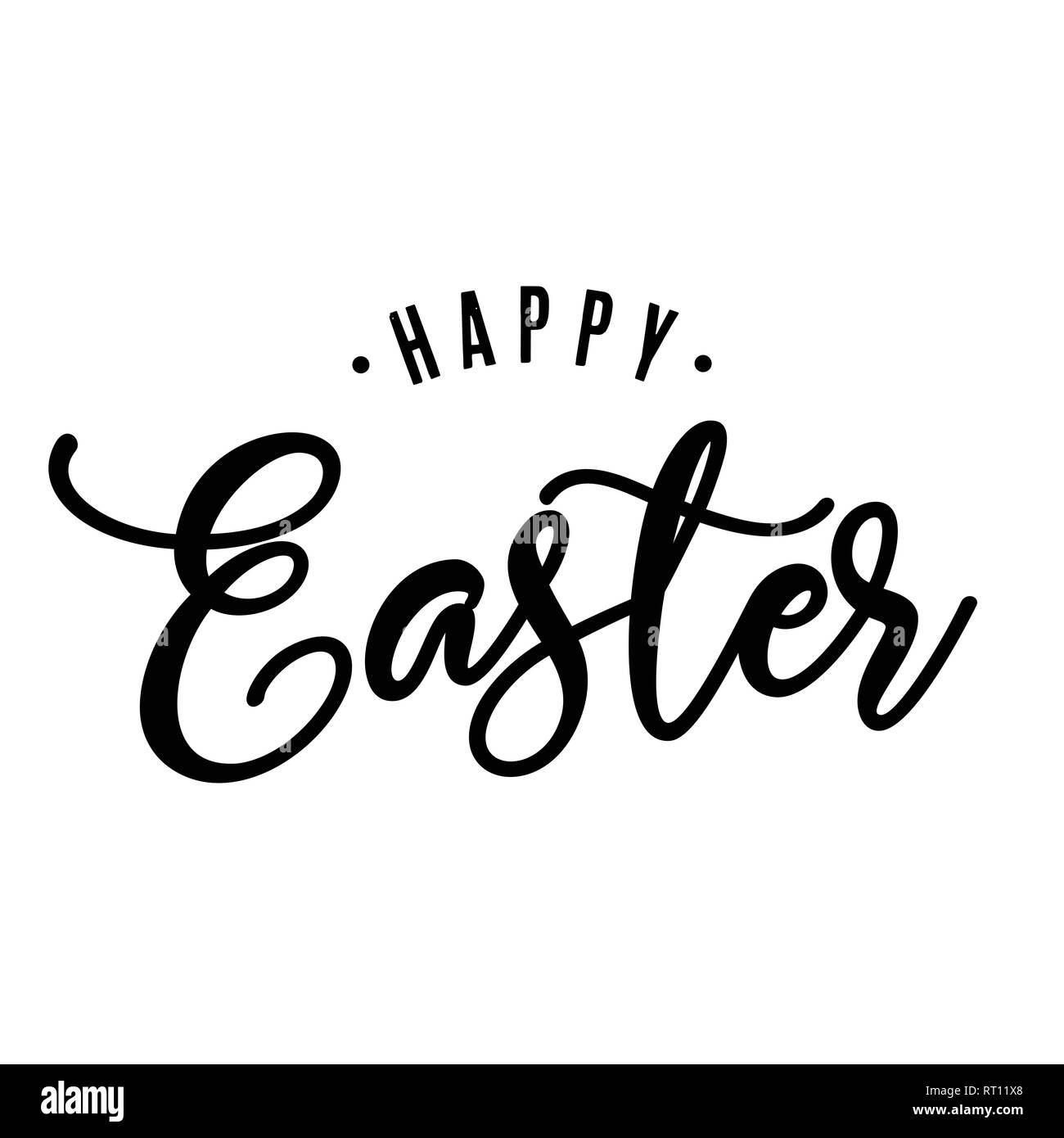 Happy easter hand drawn calligraphy design. Greeting card with text ...