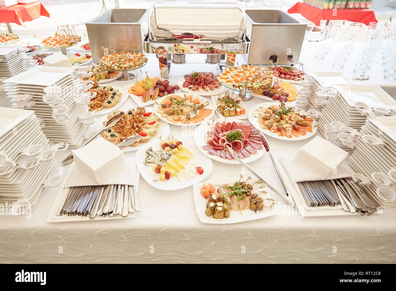 buffet table with a variety of dishes in the restaurant Stock Photo - Alamy